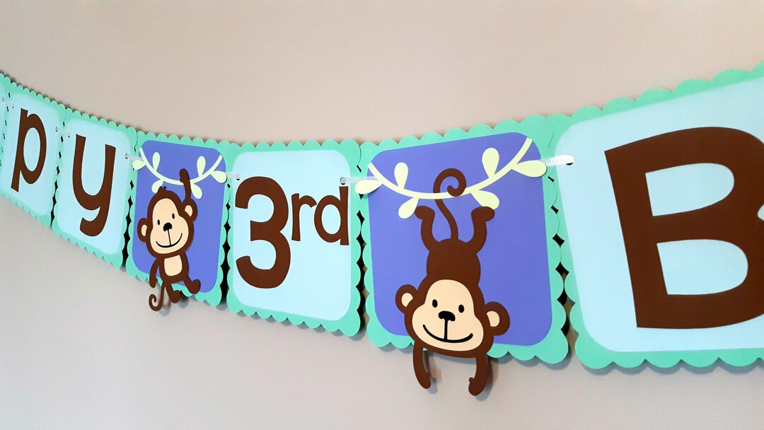 Monkey Banner/ Monkey Party Banner/ Monkey Birthday Party/ Monkey Bday ...