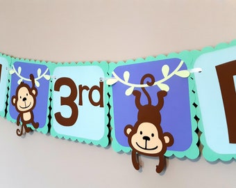 Monkey Banner Two Banner Jungle Theme Monkey Birthday - Etsy Canada