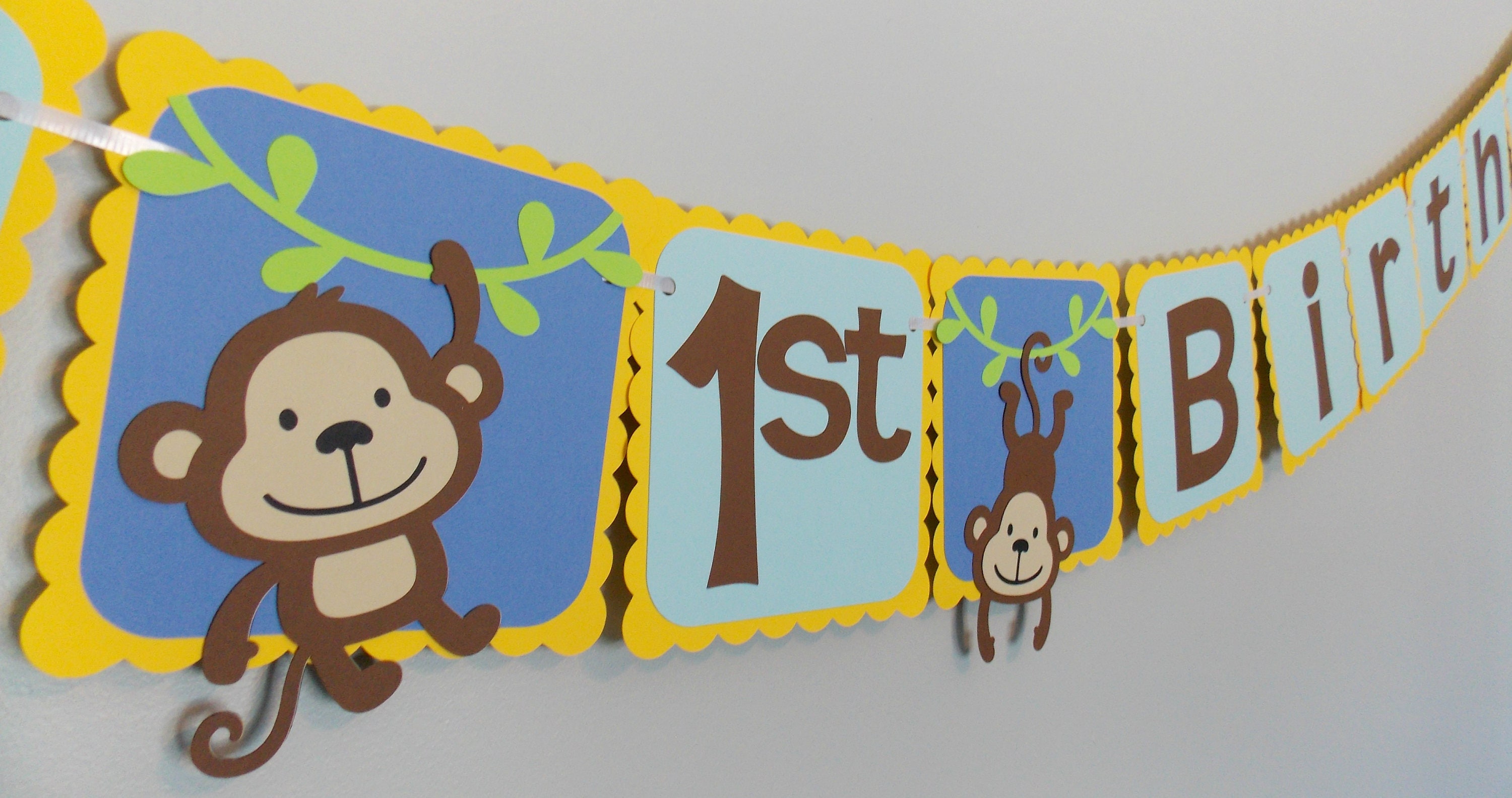 Monkey Birthday Banner/ Monkey Party Supplies/ Boy Monkey - Etsy Canada