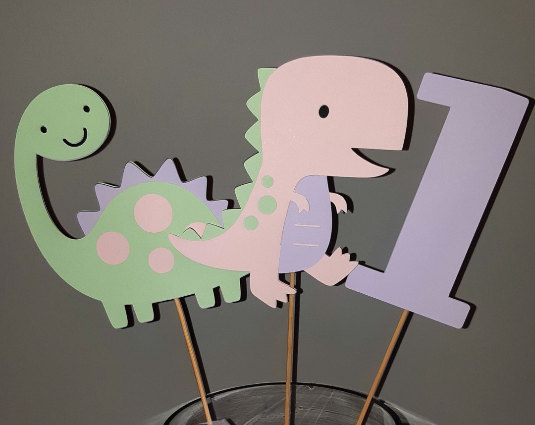 Pastel Dino Centerpiece Sticks/ Niña Dinosaurio Decoración/ Niña Dino ...