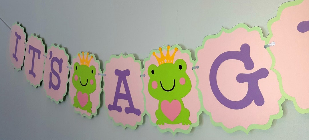 Frog Banner/ Frog Baby Shower Banner/ Frog Prince/ Frog Princess/ Girl ...