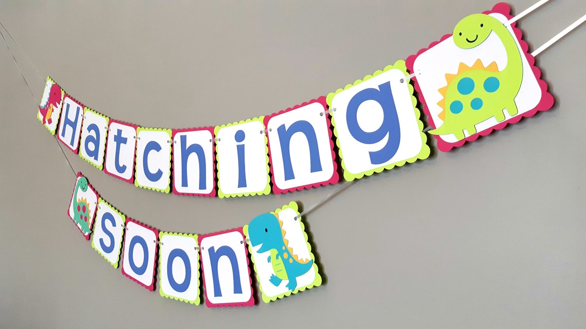 Hatching Soon Banner/ Dinosaur Banner/ Gender Neutral Banner/ - Etsy Canada