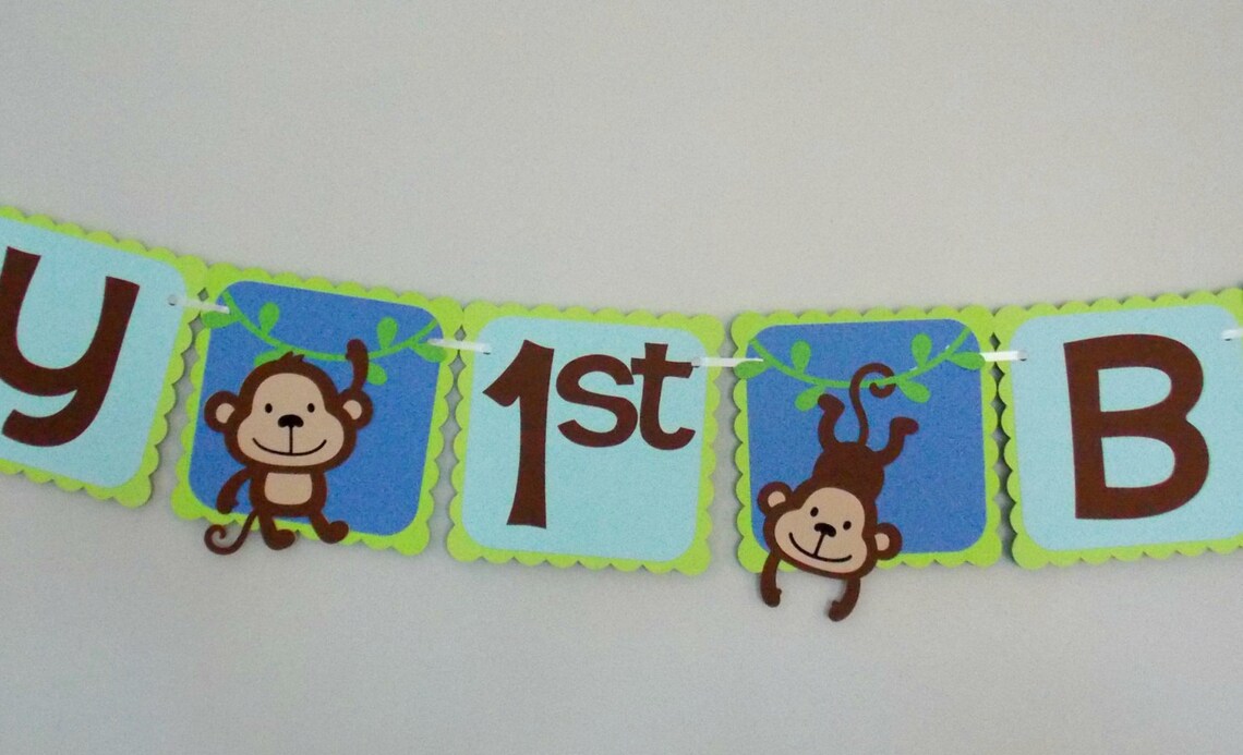 Monkey Birthday Banner/ Monkey Party Supplies/ Boy Monkey - Etsy Canada