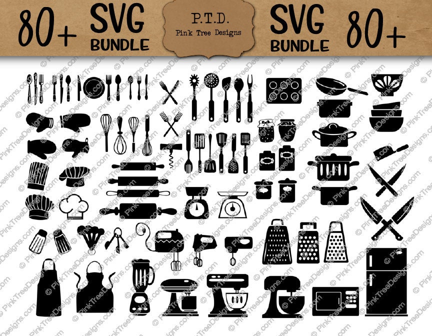 Kitchen Tools and Appliances 80 SVG Cut Files Huge Baking | Etsy