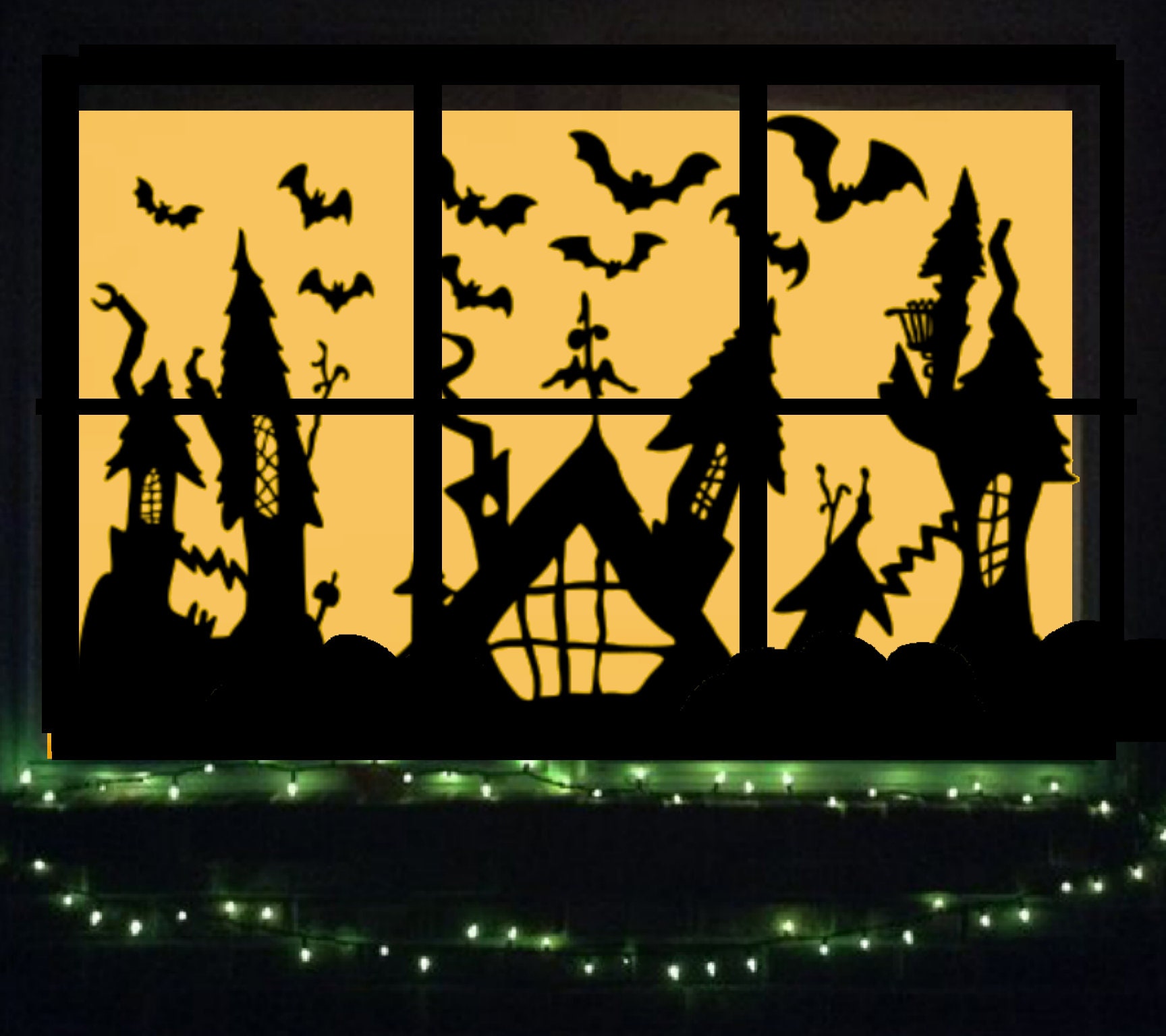 Halloween Window Silhouettes Nightmare Before Christmas