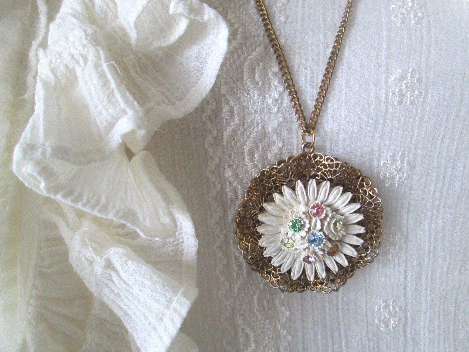 Spring Flower Assemblage Necklace, Boho, Cottage Chic - Etsy