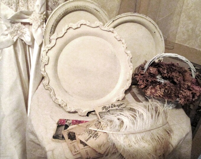 Shabby Painted Silver Plate Tray - Etsy