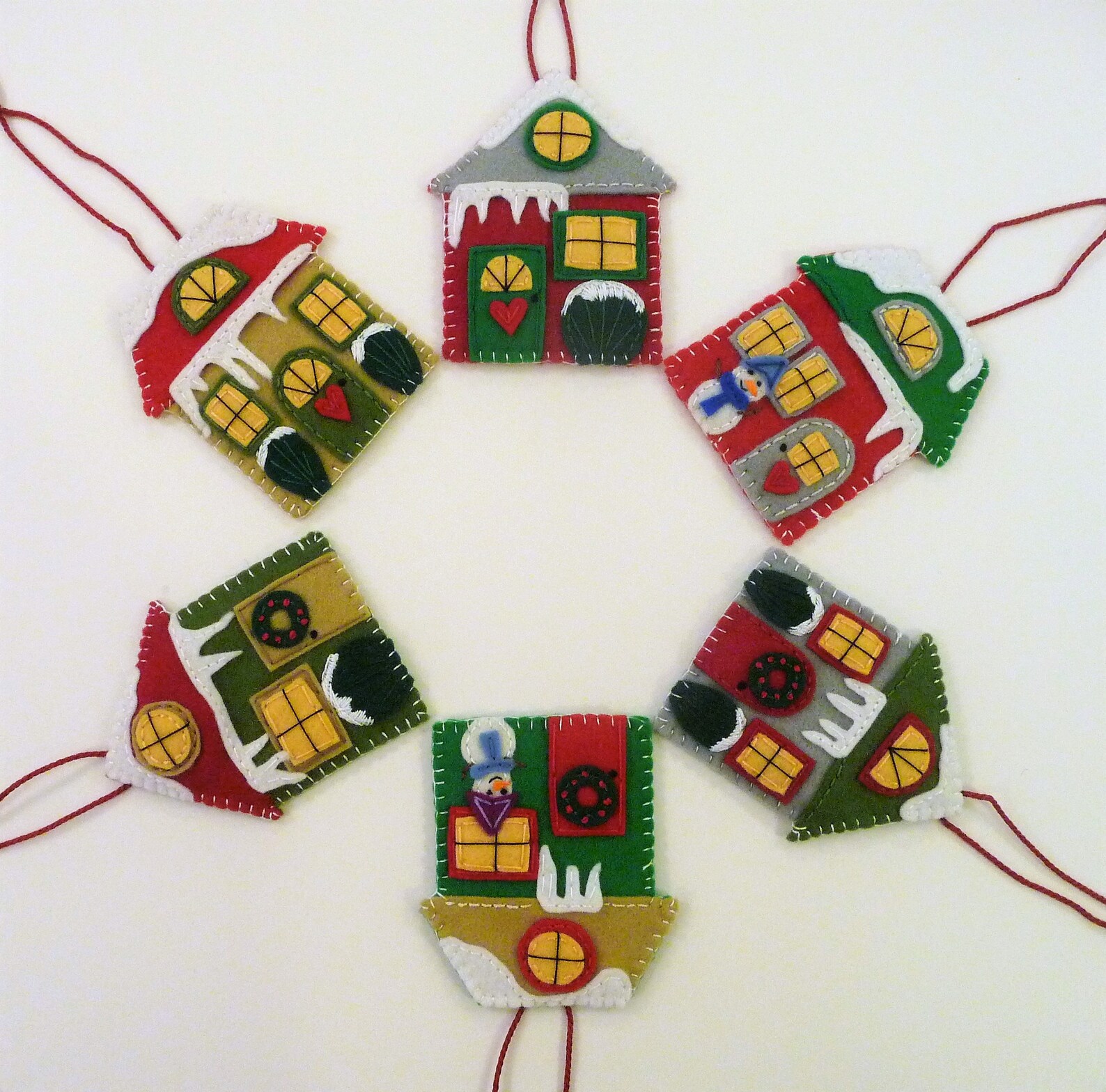 Felt House Ornaments Set of Houses Village Decorations - Etsy