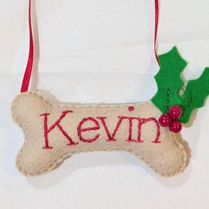 Personalized Dog Bone Ornament: Hand-stitched Wool Felt, Christmas ...