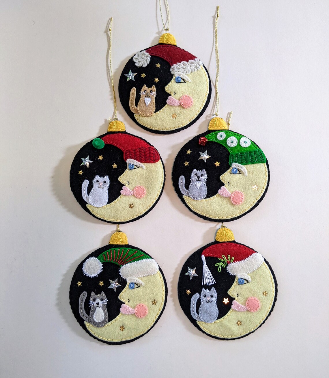 Moon Ornament Felt Moon Moon Decoration Man in the Moon - Etsy