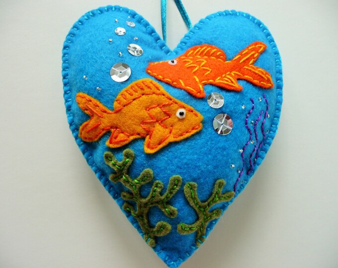 Felt Heart Fish Ornament / Easter Ornament / Nursery Decor / Beach ...