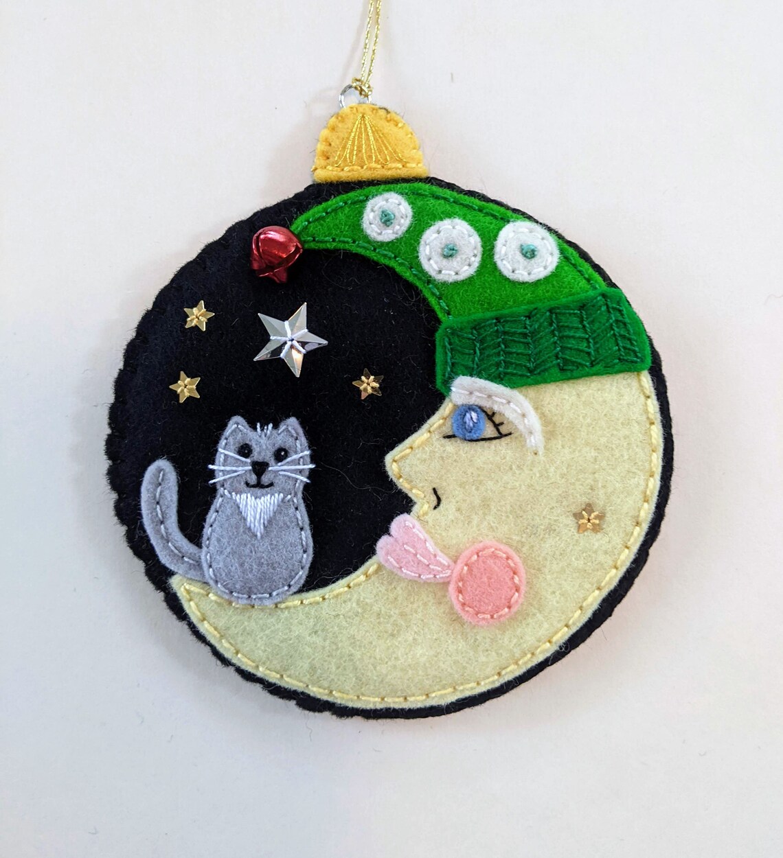 Moon Ornament Felt Moon Moon Decoration Man in the Moon - Etsy