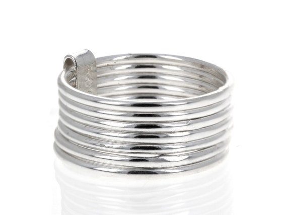 7 Band Ring Sterling Silver Connected Bands Ring 1mm Bands | Etsy