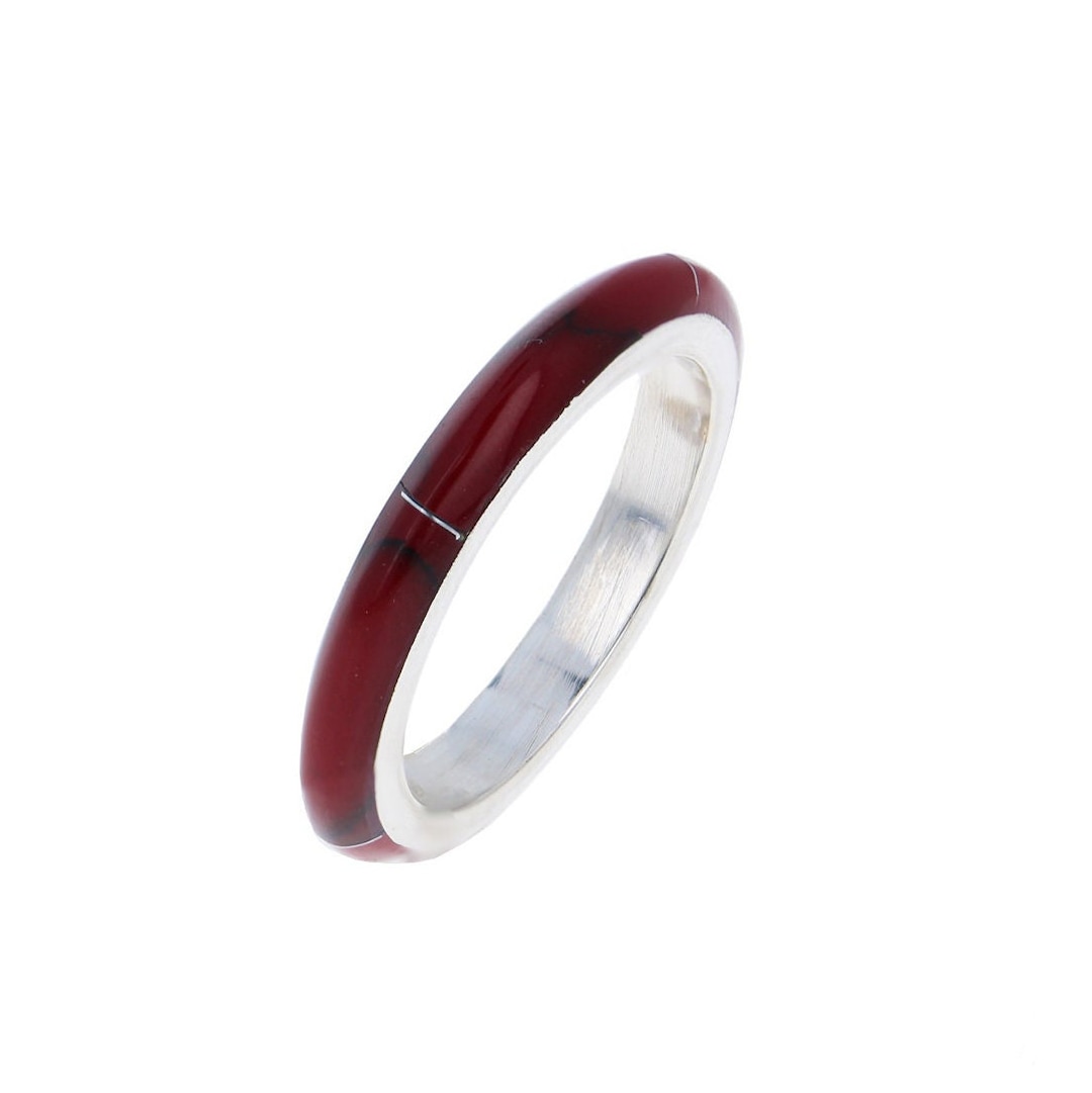 Red Jasper Band Ring, Sterling Silver, 2mm Ring, Stacking Ring, Red ...