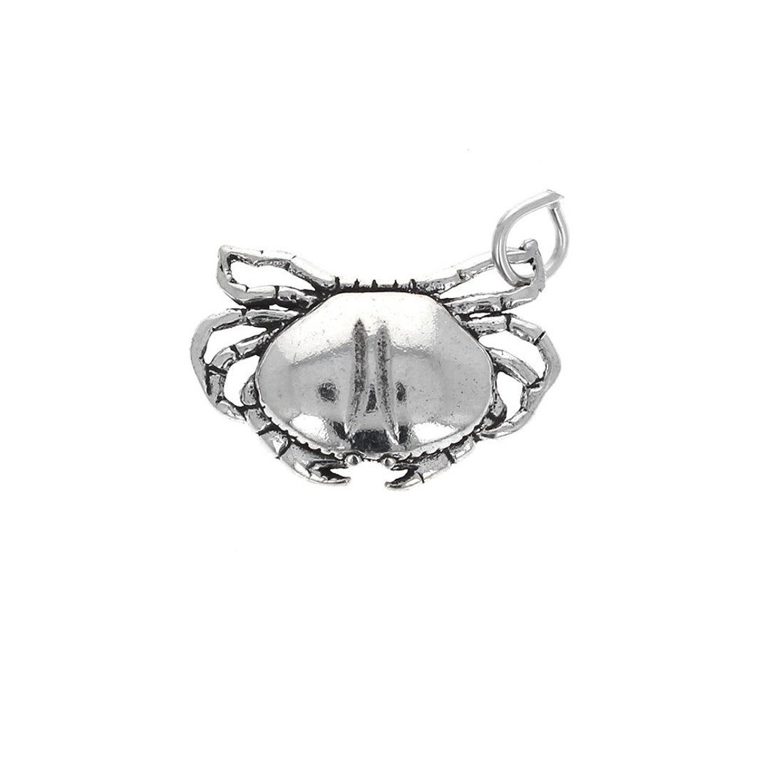 Sterling Silver Charm, Crab Charm, Genuine .925 Silver, Antiqued Charm ...