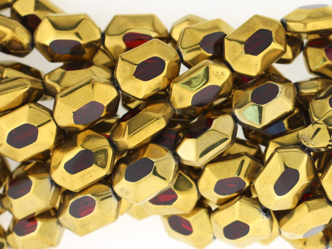 Red Crystal Beads, Crystals by the Strand, Oval Hex Cut Nuggets of ...