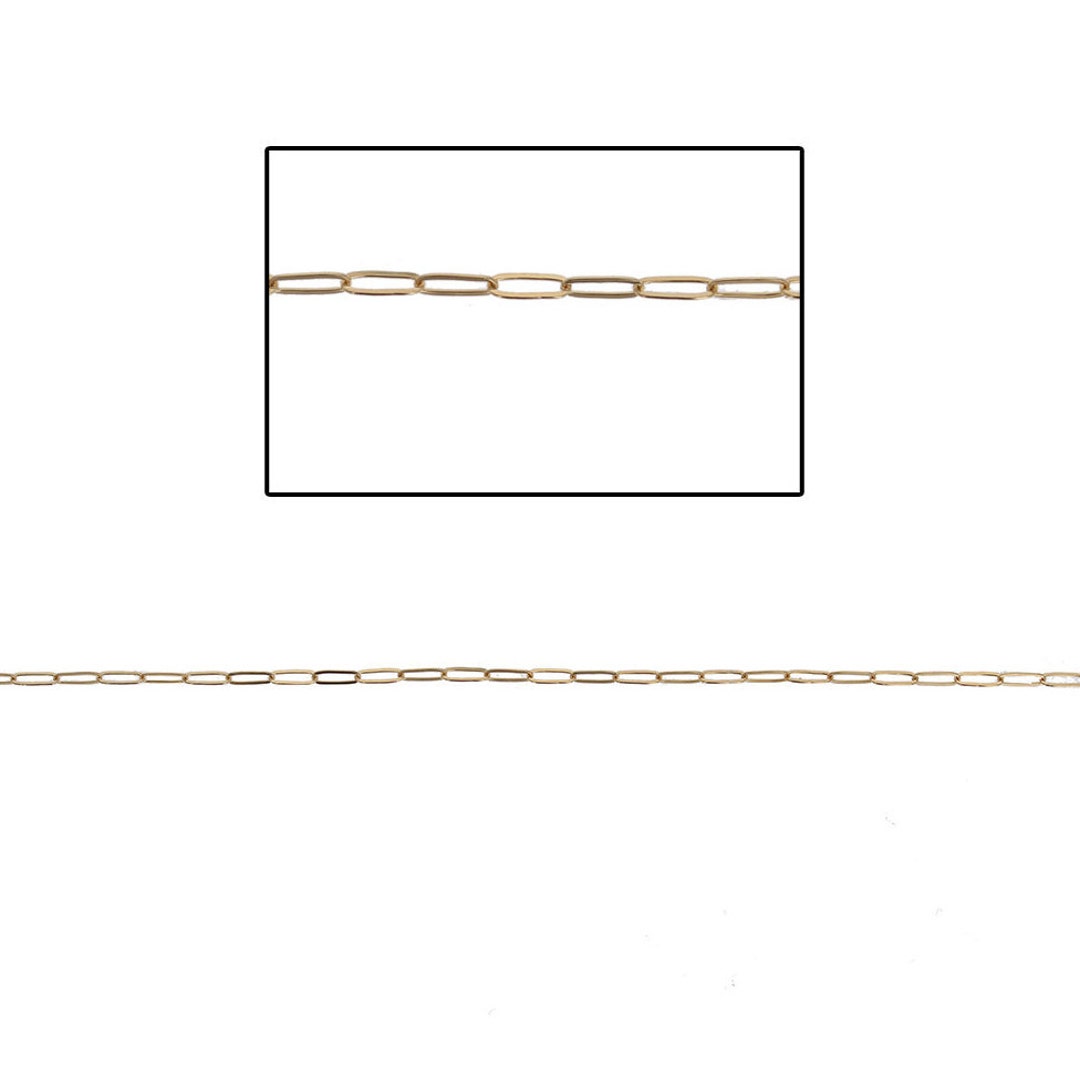 20 Feet - Mini Gold Paperclip Link, 14kt Gold Filled, Flattened ...