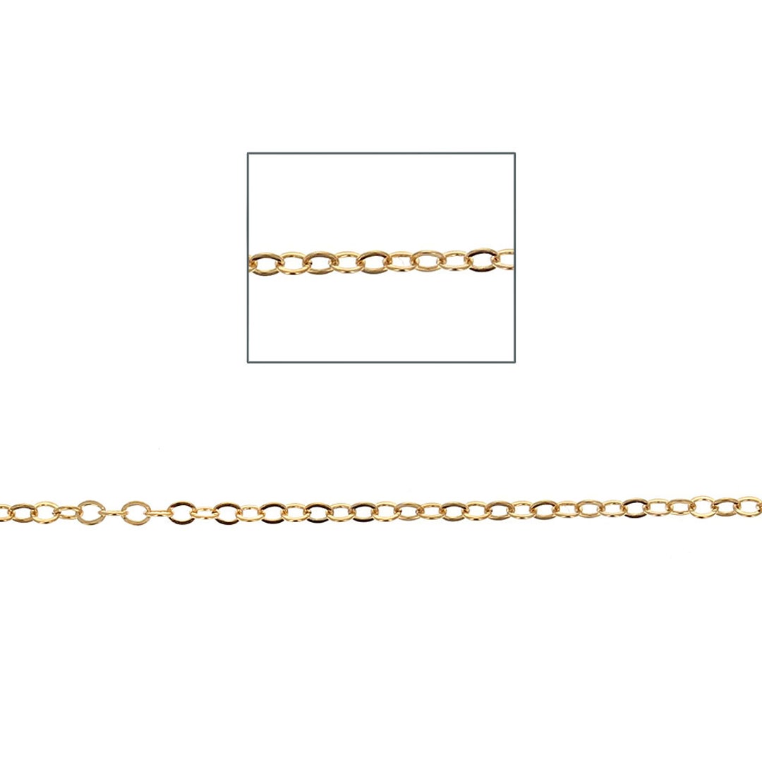 1 Foot, GF 1.5mm X 2mm Flat Cable Link Chain, 14kt Gold Filled, Dainty ...