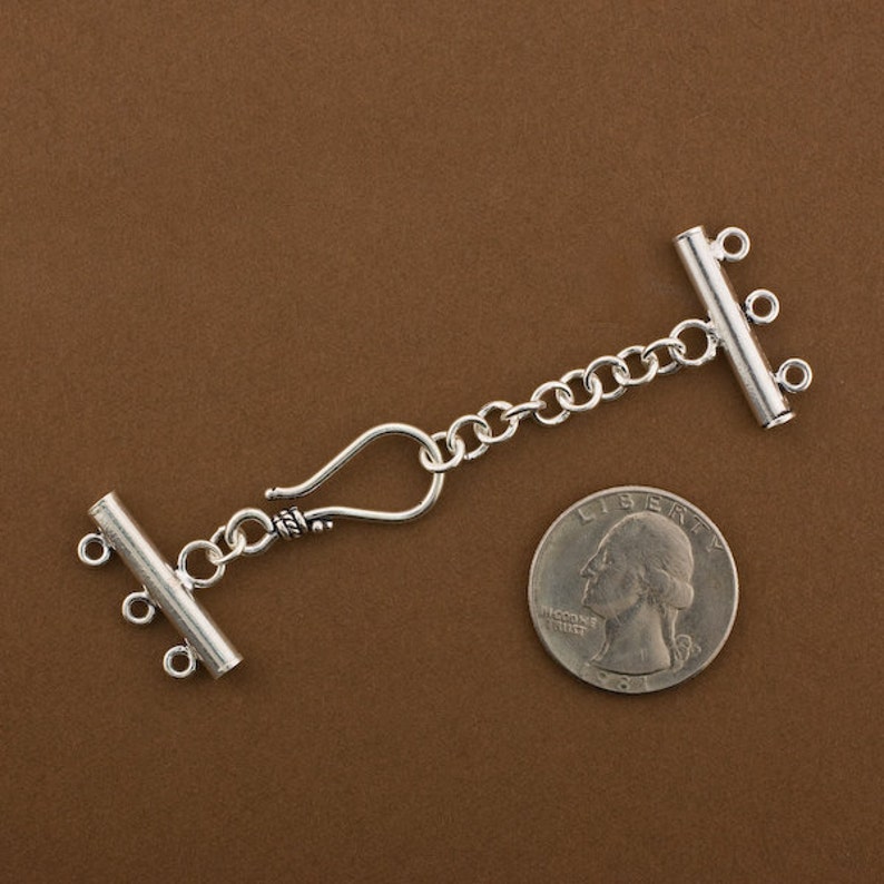 Sterling Silver Multi 3 Strand Hook Clasp Connector With - Etsy
