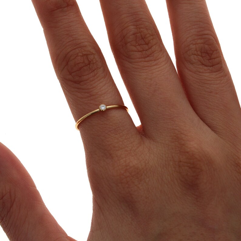 Gold Stack Ring Mini CZ Stacking Ring 14kt Gold Filled Band | Etsy
