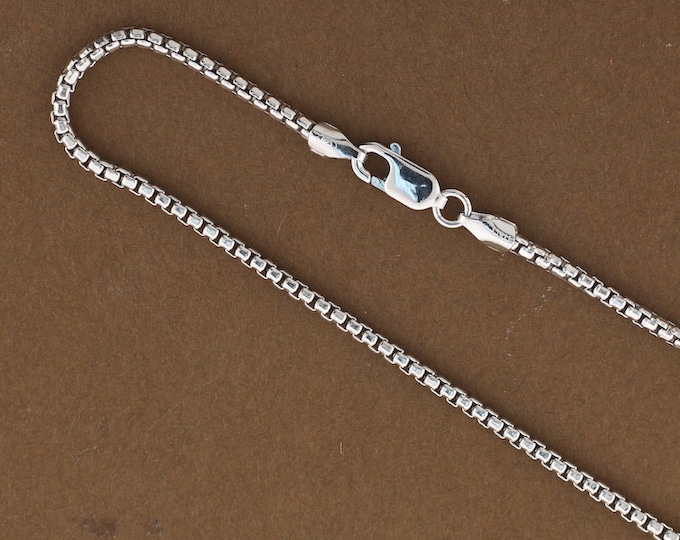 Round Box Chain, 2mm Round Box Chain, Sterling Silver Chain, .925 ...