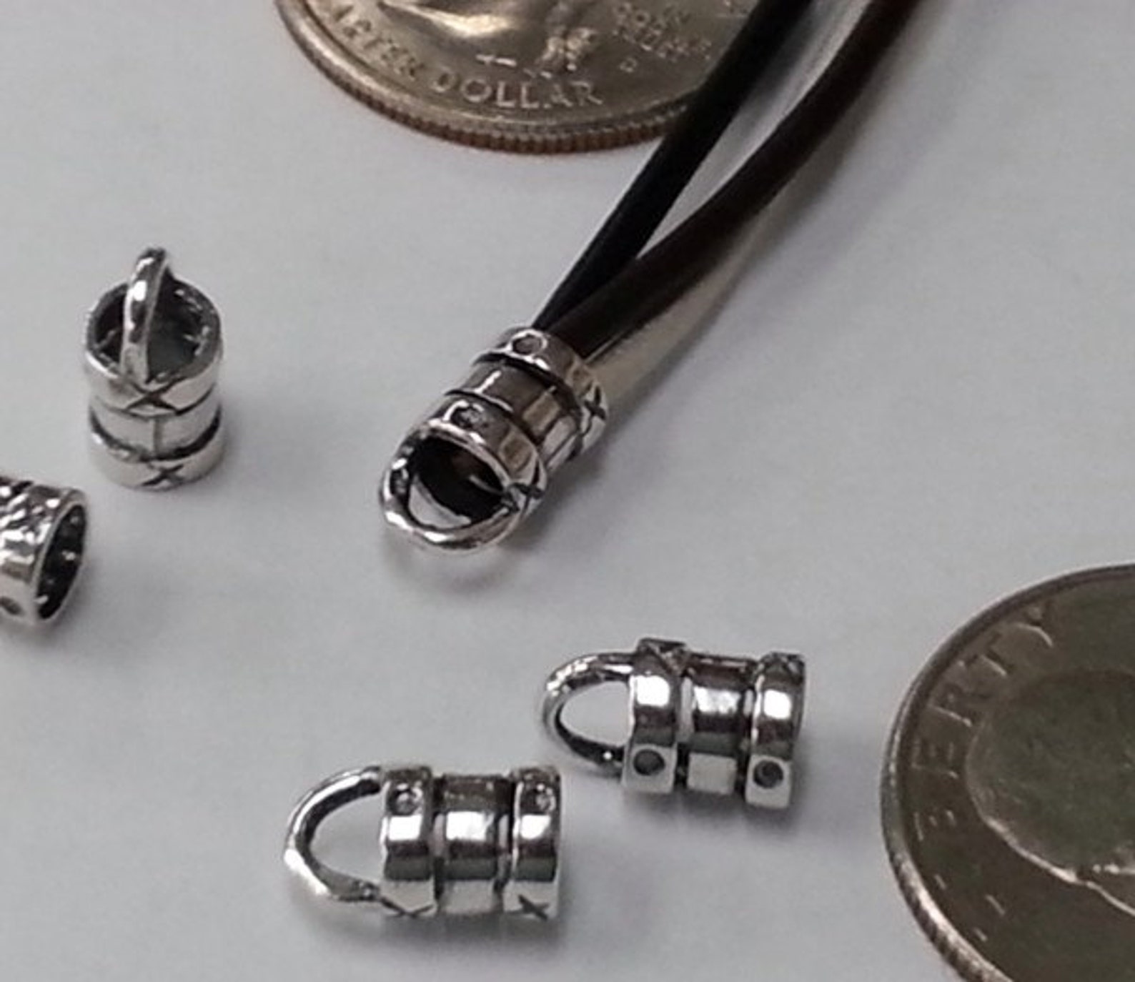 4pcs, Sterling Silver 4mm Leather End Cap, End Caps for Leather, 4mm ...