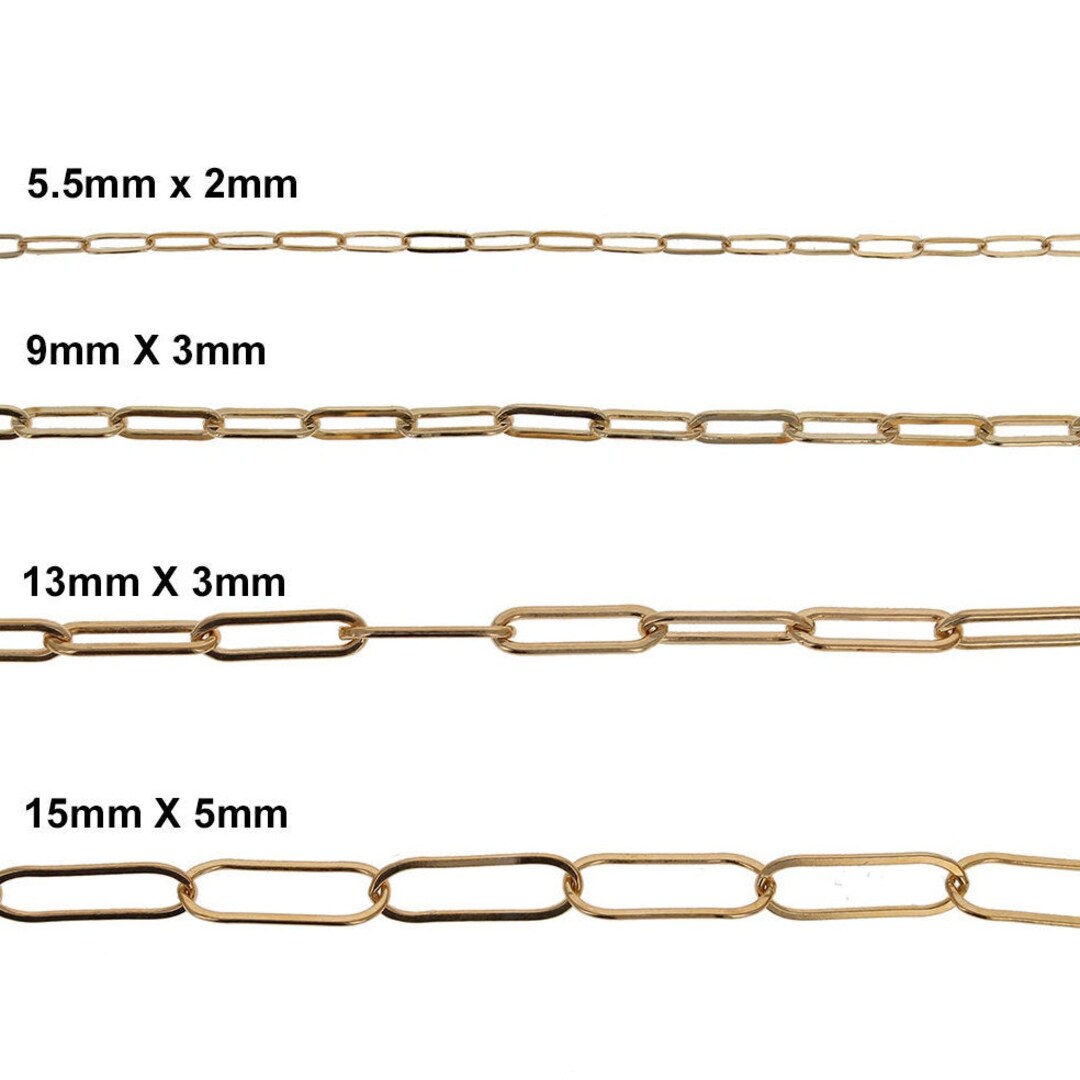 1 Foot - Paperclip Chain, Four Different Sizes, 2mm X 5.5mm, 3mm X 9mm ...