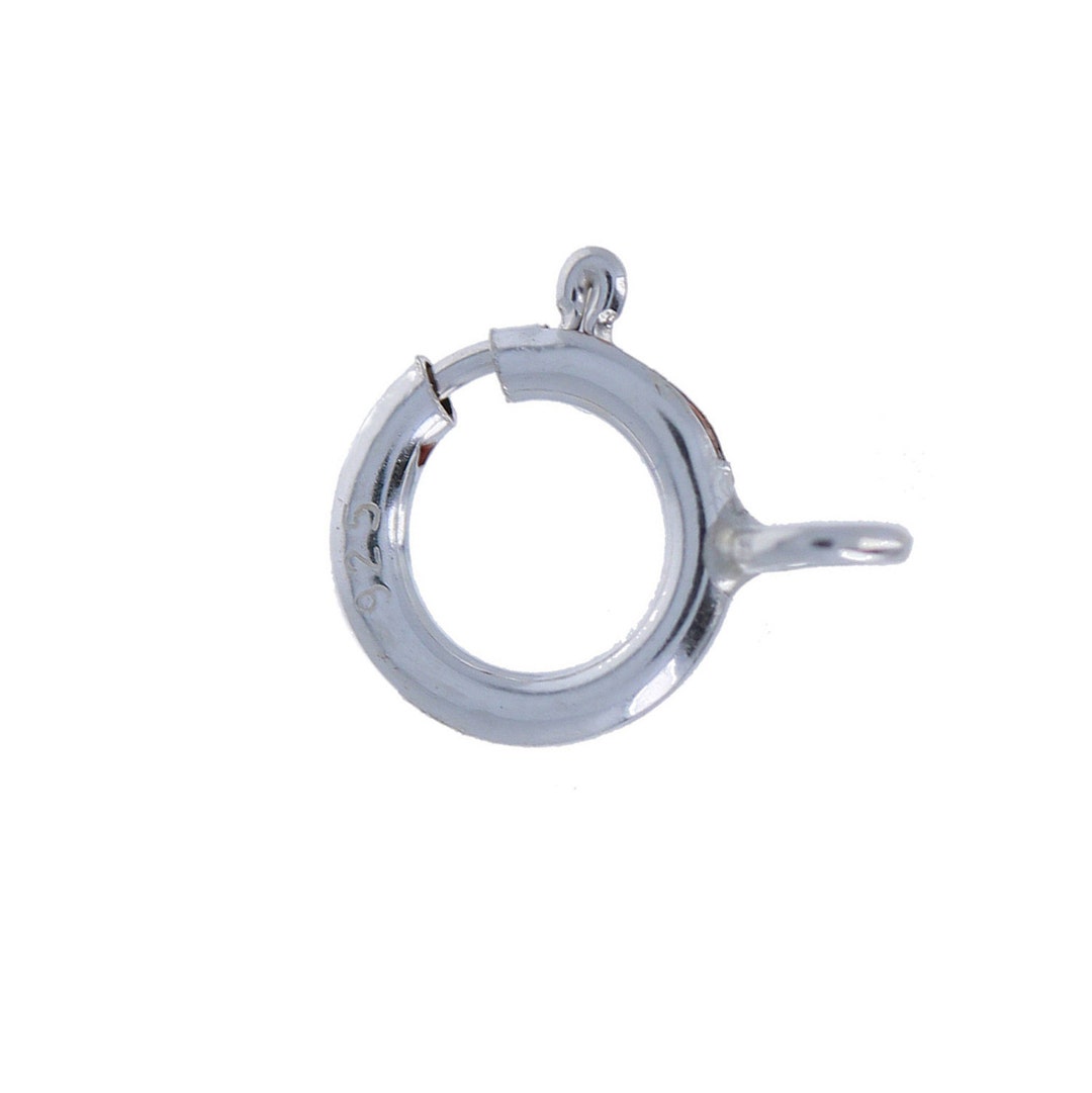 10 Piece, Sterling Silver, 6mm Spring Ring With Closed Eyelet, Round ...