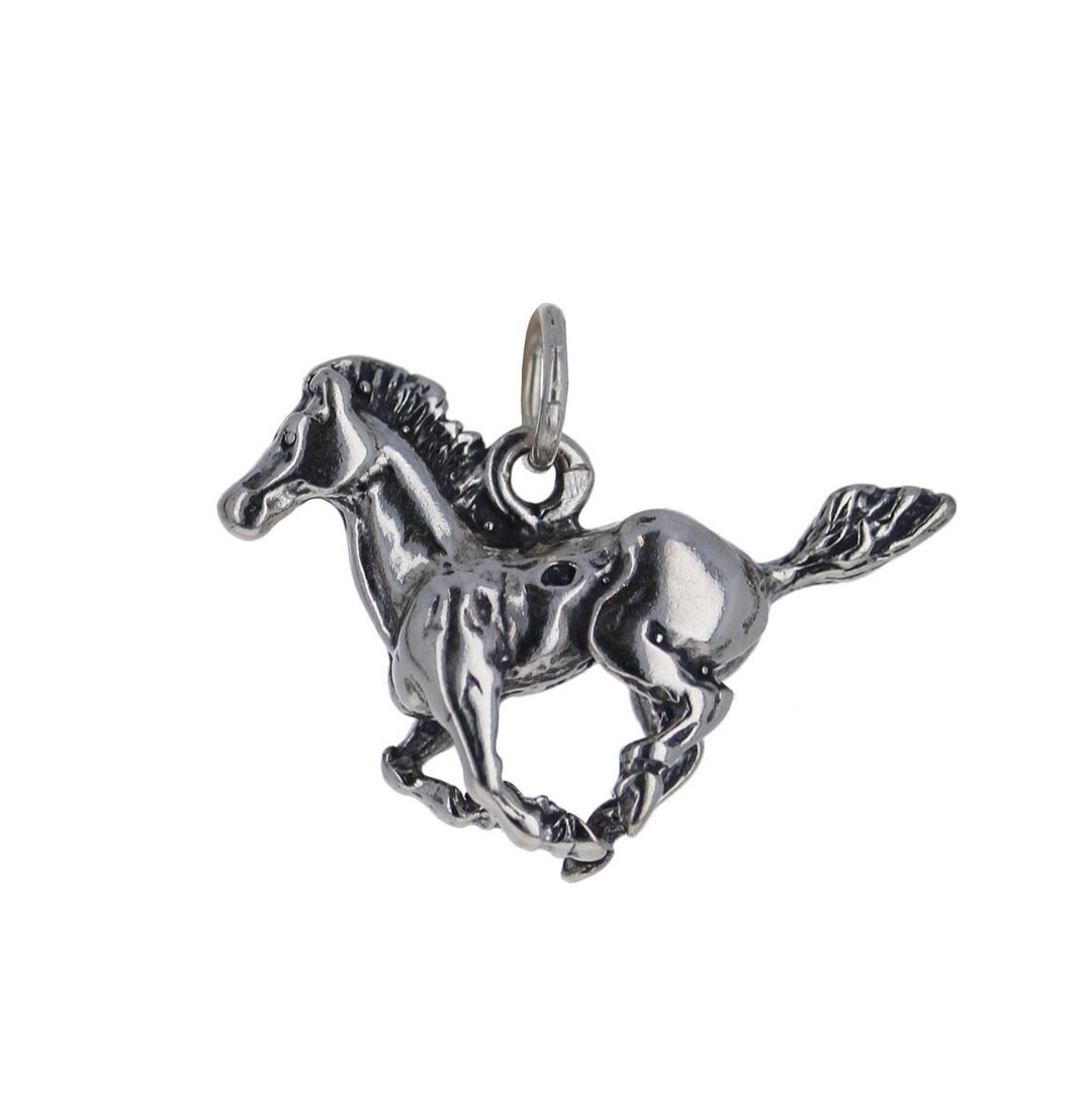 Mustang Charm, Sterling Silver, Attached Open Jump Ring, 925, Charm ...