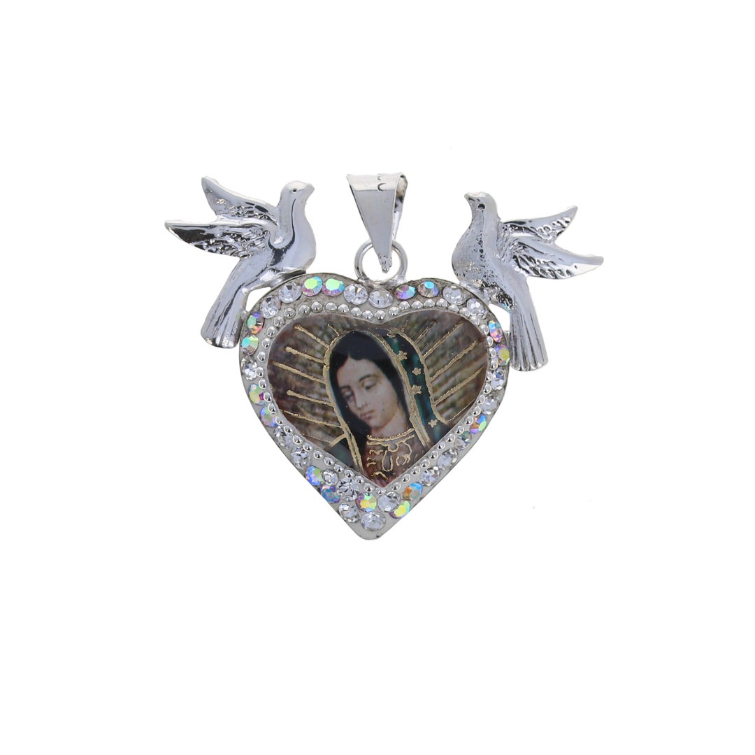Crystal Lady Guadalupe Pendant, Sterling Silver Religious Pendant ...