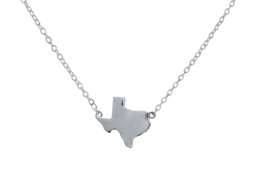 Texas Map Necklace, Sterling Silver Teenie Cable Chain Necklace or Gold ...