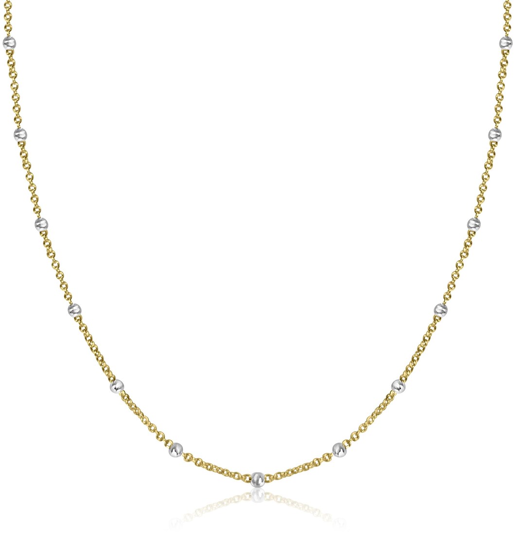 14kt Gold Filled 2 Tone Chain, Mixed With .925 Sterling Silver 2mm ...