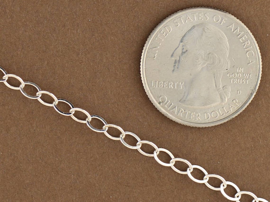 Sterling Silver Extension Chain. Flat Cable Chain. 3.5mm X 5mm .925 ...
