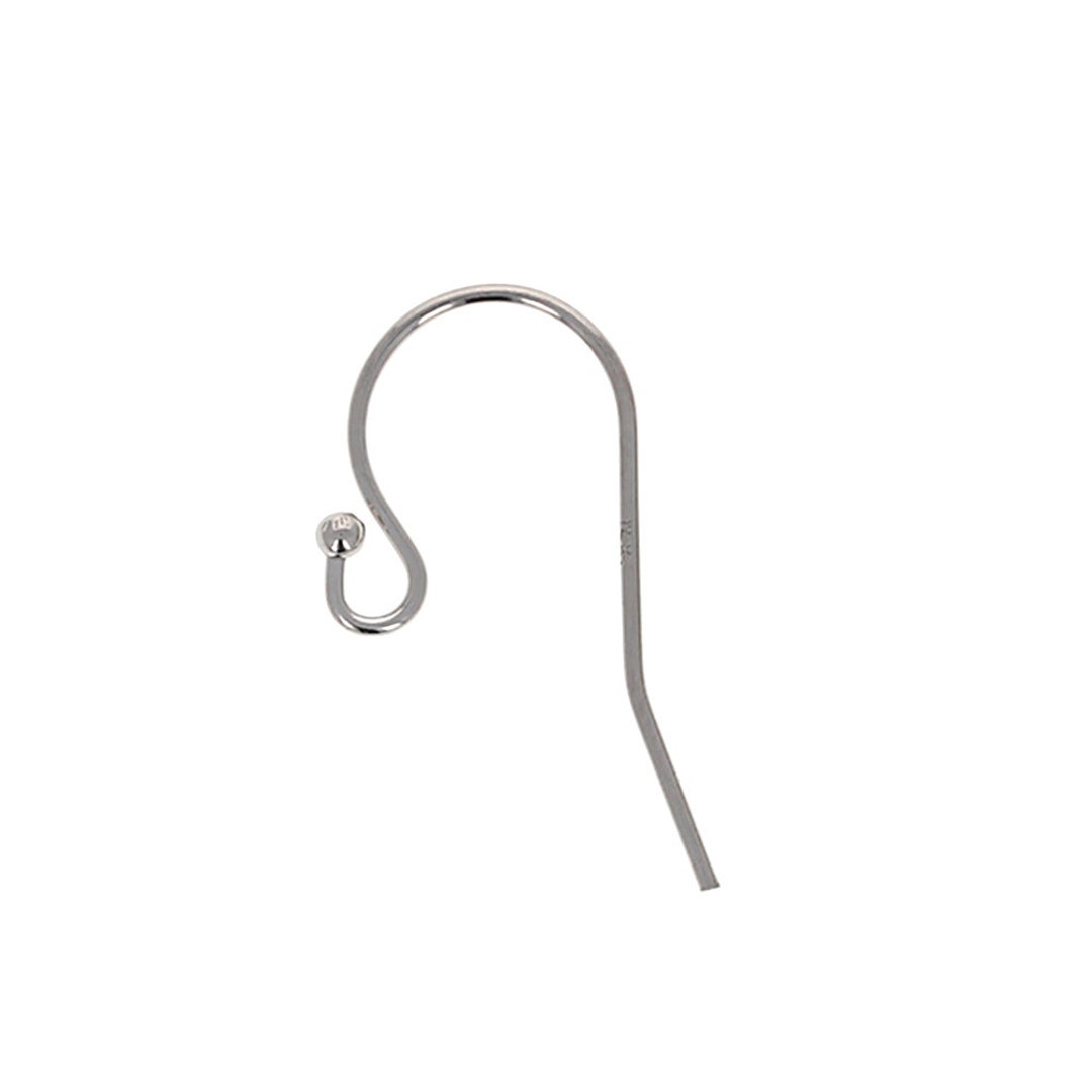 1 Pair, 14kt White Gold Ear Wires, Ball End Earring Wires, 0.66mm Wire ...