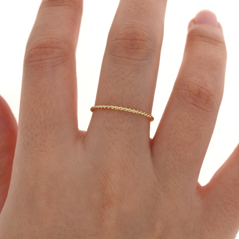 Braided Gold Stacking Ring Dainty Ring Midi Ring - Etsy