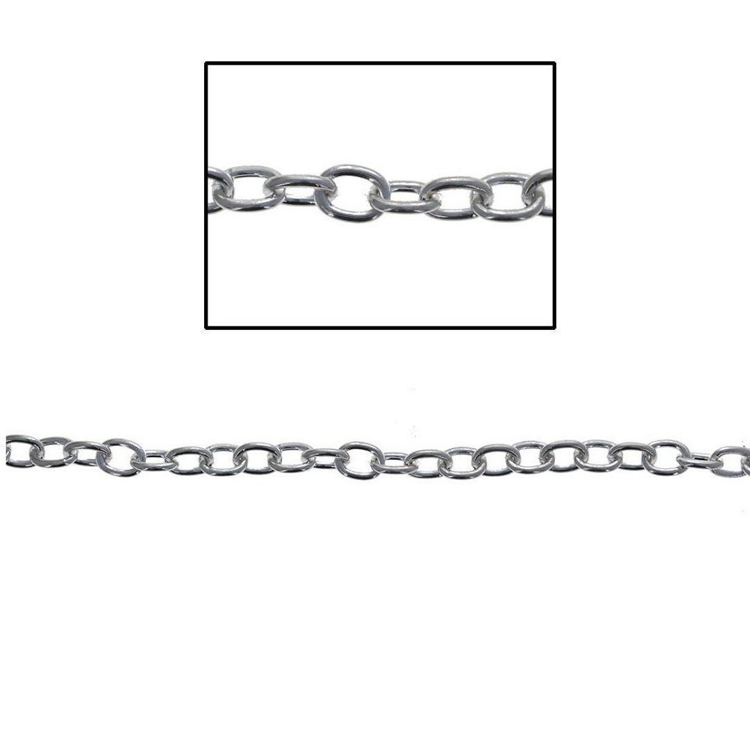 1 Foot - Sterling Heavy Cable Chain, 9mm X 6mm Links, Heavy Cable Chain ...