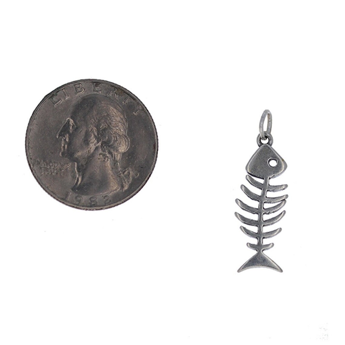 Fish Bones Charm, Sterling Silver, Attached Jump Ring, Charm for ...