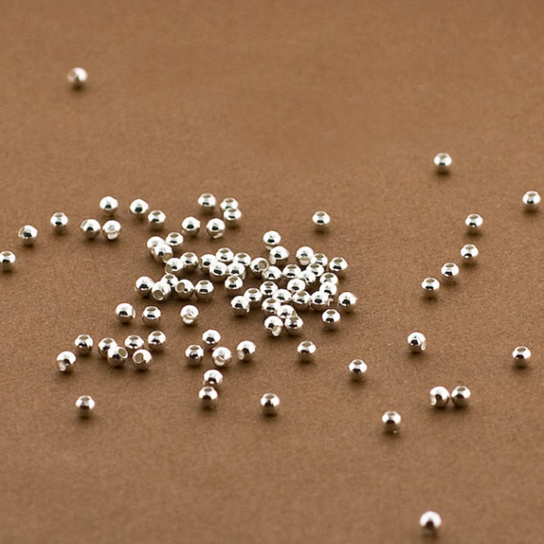 300pc, 2mm Beads, 2mm Sterling Silver Beads, Polished Plain Beads ...