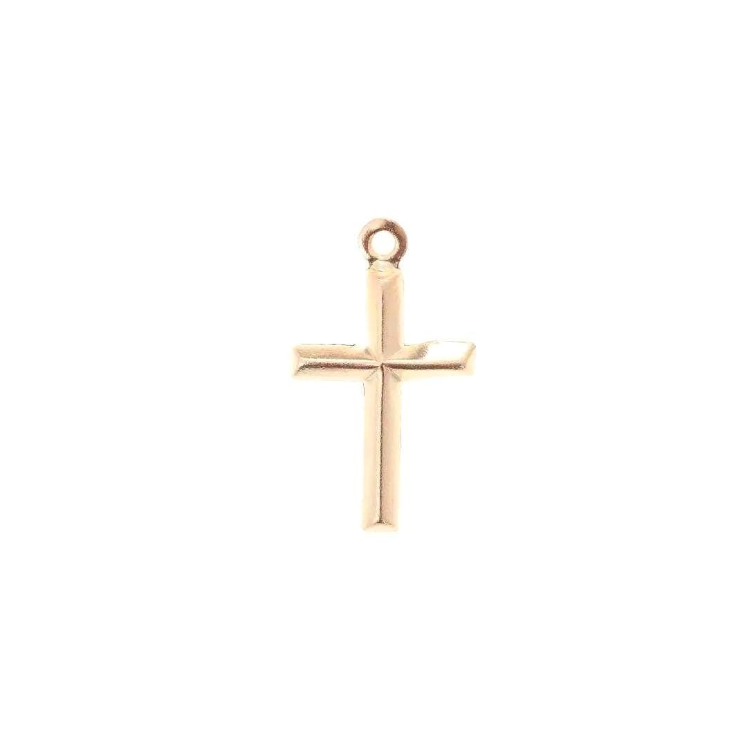 Gold Puffed Cross Charm, Genuine 14 Karat Gold, Cross Charm, Puffed ...