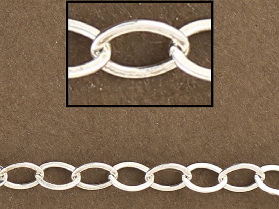 Sterling Silver Extension Chain. Flat Cable Chain. 3.5mm X 5mm .925 ...