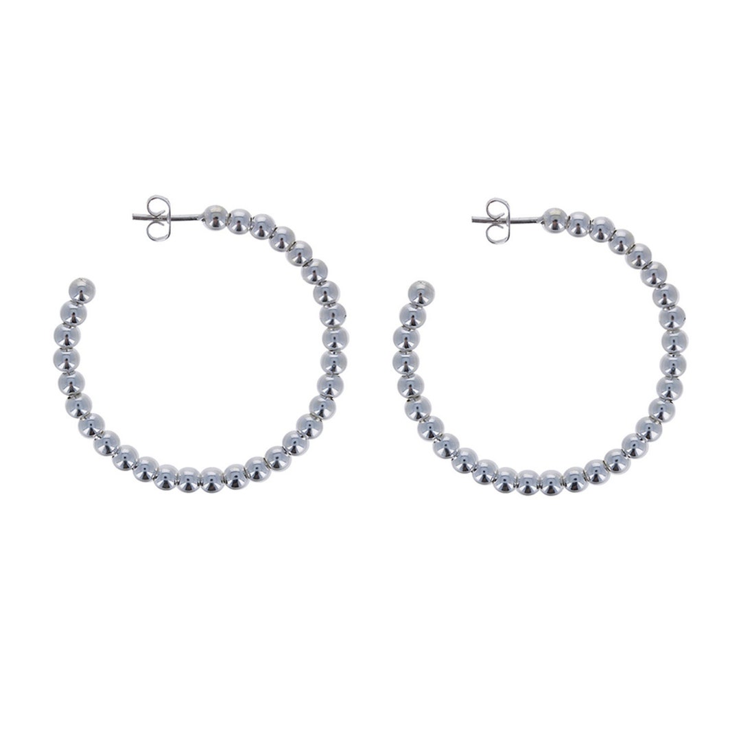 Unique Silver Beaded Post Hoops, 925 Sterling Silver Purity, Fun and ...
