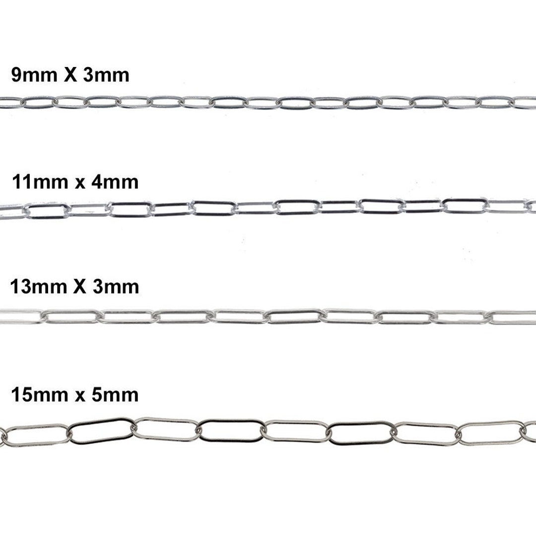 1 Foot Paperclip Chain Four Different Sizes 9mm X 3mm - Etsy
