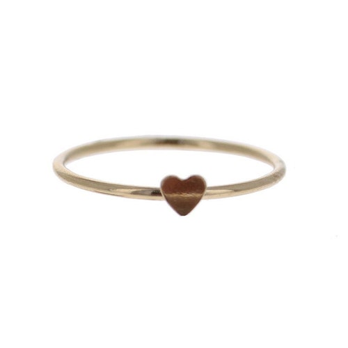 Gold Heart Stacker Dainty Ring Gold Filled Heart Stacking - Etsy