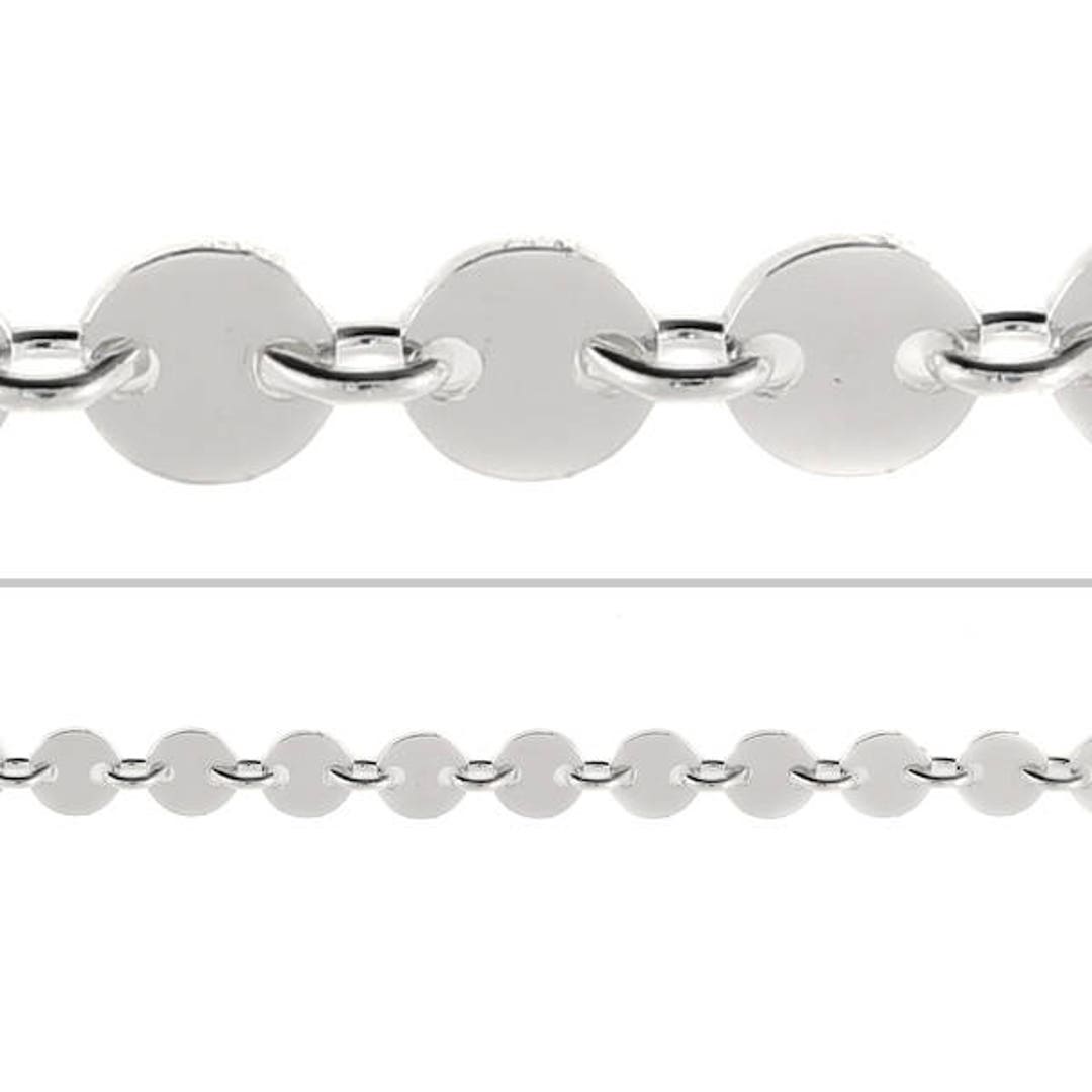 1ft, Sterling Silver Disc Connector Chain. 4mm Disc Chain. Chain by ...