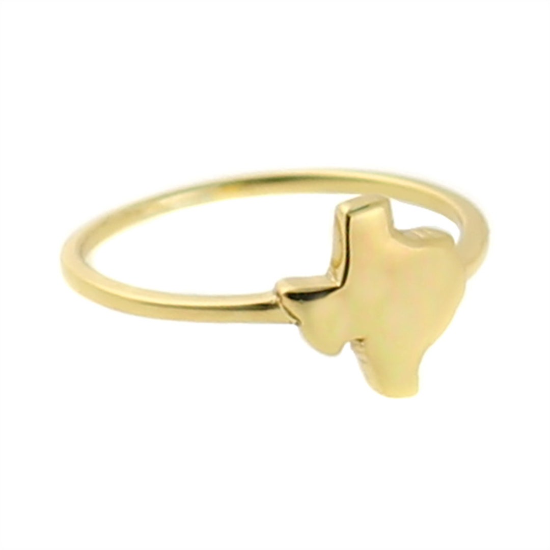Gold Texas Ring, .925 Sterling Silver With 14kt Gold Plate, Small ...