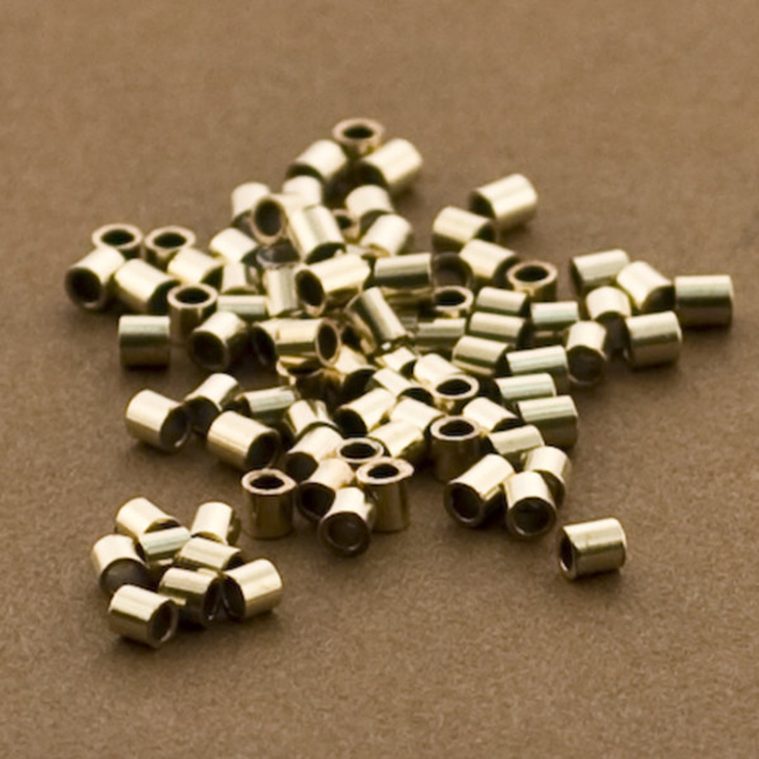 1000pc, Gold Crimps, 2x2 Crimp Bead Tubes, Gold Filled 14/20 Crimp ...