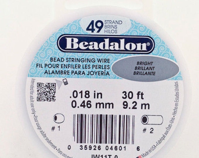 Beadalon Wire, Beadalon 49 Strand Beading Wire, .018 30ft & 100ft ...