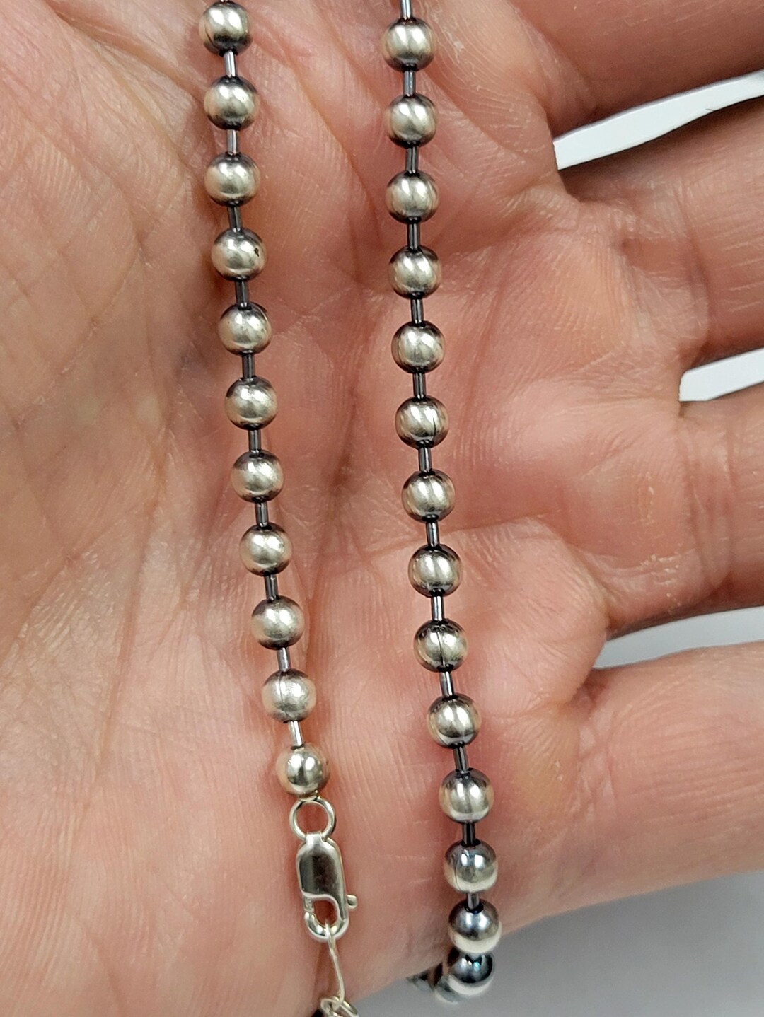 Navajo Bead Chain, 4mm Beaded Link Chain, Antiqued Navajo Style Bead ...