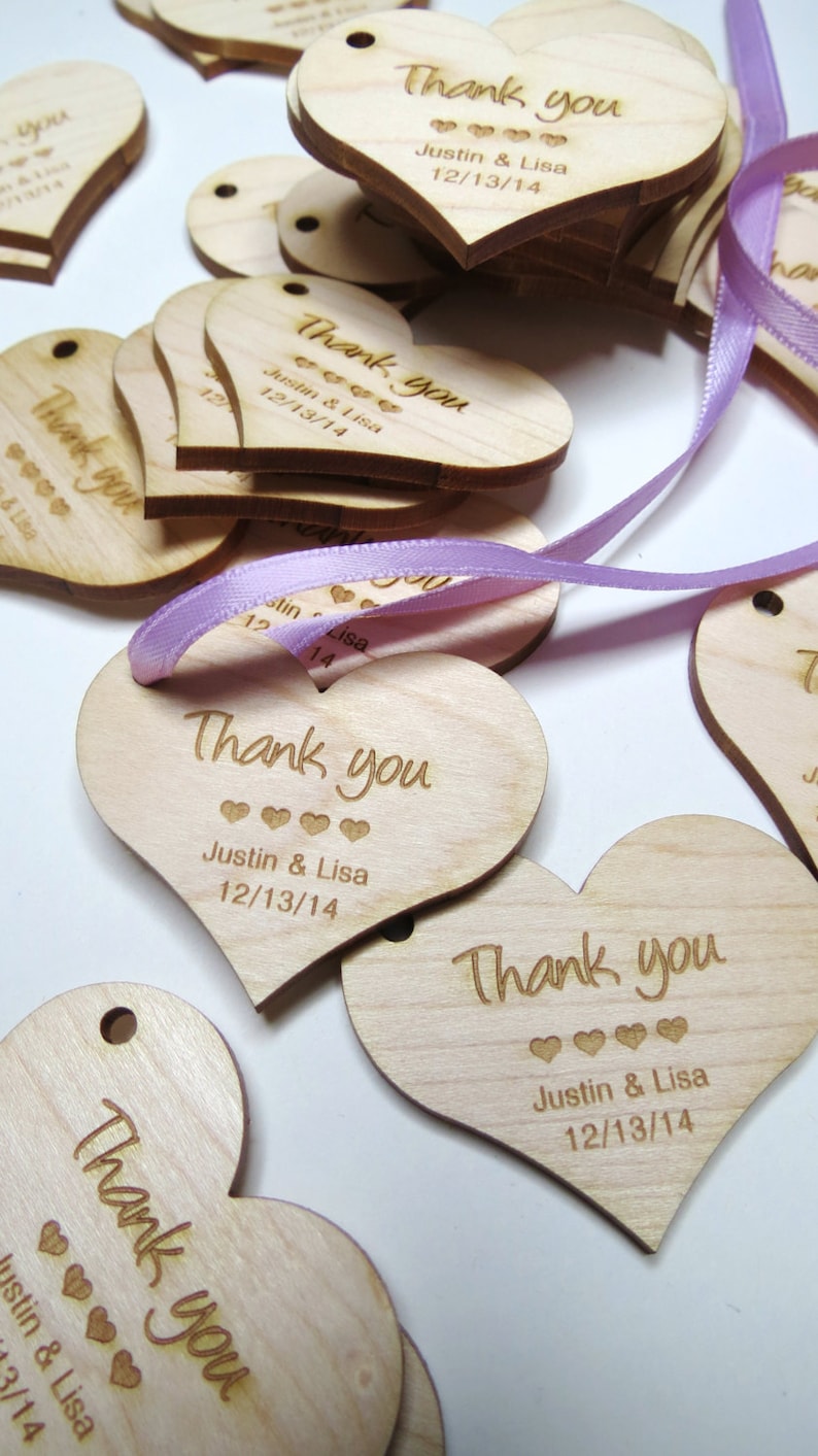 2 X 2 Heart Tags Custom Wedding Tags Wood Wedding Tags - Etsy