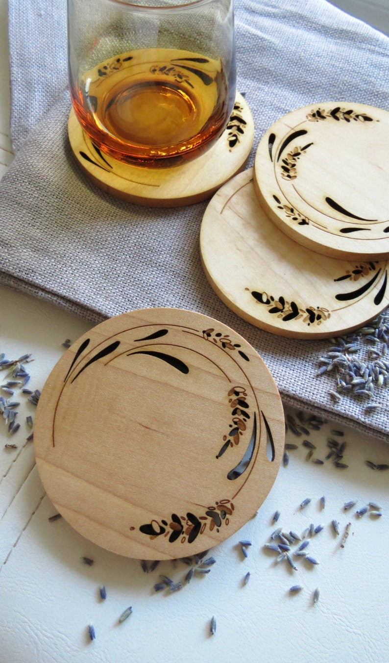 Wood Coasters Set of 2 Engraved Wood Coasters Lavender - Etsy